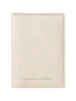 Brunello Cucinelli Grained Leather Passport Holder - Neutrals