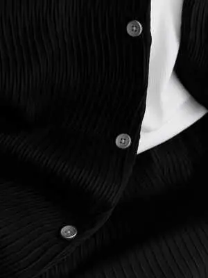 REISS Temi Wave-jacquard Cuban-collar Shirt Regular-fit