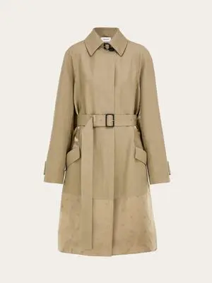 FERRAGAMO Duster Coat With Satin Inserts - Beige