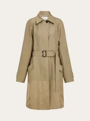 FERRAGAMO Duster Coat With Satin Inserts - Brown