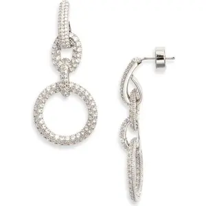 Nordstrom Cubic Zirconia Link Drop Earrings - Clear- Silver