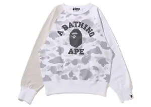 A BATHING APE Crazy Camo Raglan Crewneck Sweatshirt