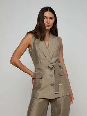 L'Agence Harper Linen-blend Vest