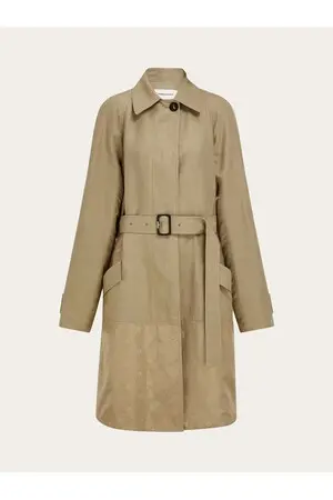 FERRAGAMO Duster Coat With Satin Inserts - Neutral