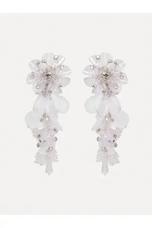 Oscar De La Renta Bouquet Drop Clip-on Earrings - Red