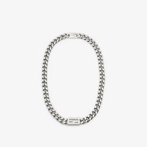 Fendi Ff Baguette Motif Chain Link Necklace - Silver