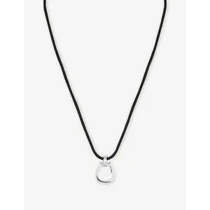 ASTRID & MIYU Horseshoe Hardware Pendant Cord Necklace - Rhodium