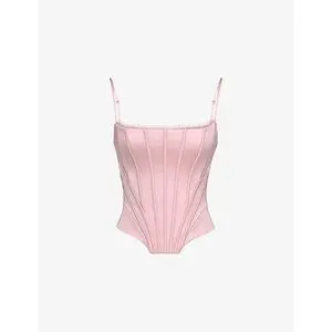 House Of Cb Cadie Satin Corset Top - Blush