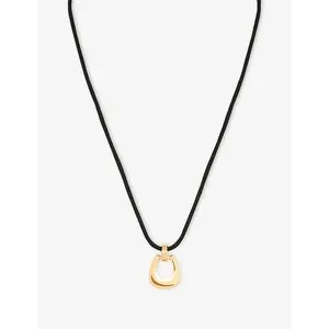 ASTRID & MIYU Horseshoe Pendant Cord Necklace - 18ct Gold