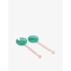 ANNA + NINA Coastal Resin Salad Server Set - Green