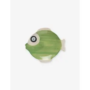 ANNA + NINA Tidal Fish Ceramic Plate 17cm - Green