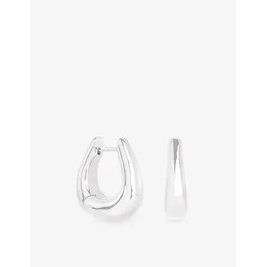 ASTRID & MIYU Horseshoe -plated Brass Hoop Earrings - Rhodium