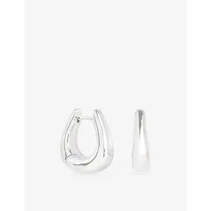 ASTRID & MIYU Horseshoe Brass Hoop Earrings - Rhodium