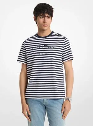 Michael Kors Provence Striped Cotton Jersey T-shirt In Size By