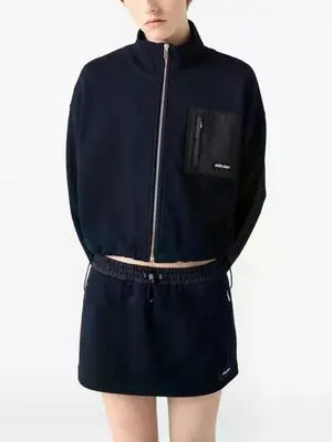 Miu Miu Cotton Fleece Mini Skirt With Technical Fabric Panels