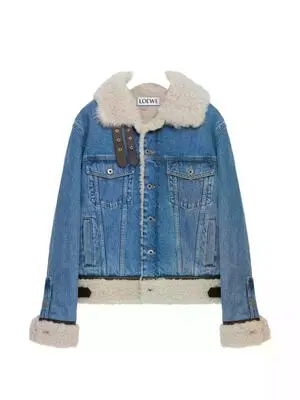 Loewe Shearling-trim Trucker Denim Jacket - Blue