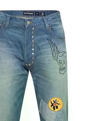 EARTHLING VIP Graphic-patch Flared Jeans