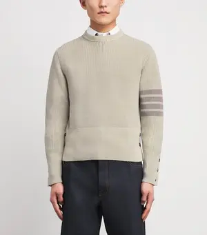 Thom Browne Cotton 4-bar Sweater - Beige