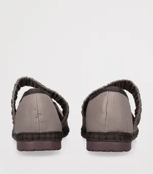 FLABELUS Silk-blend Mafalda Mary Janes - Silver