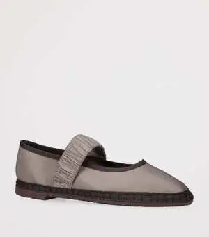 FLABELUS Silk-blend Mafalda Mary Janes - Silver