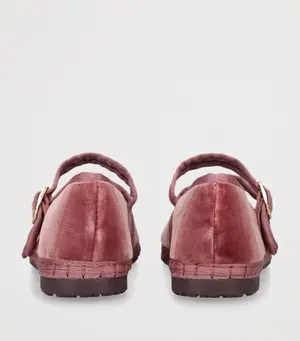 FLABELUS Velvet Mary Jane Flats - Pink