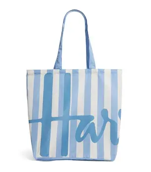 Harrods Logo Pocket Shopper Bag - Blue
