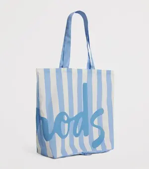 Harrods Logo Pocket Shopper Bag - Blue