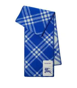 Burberry Wool Check Scarf - Blue