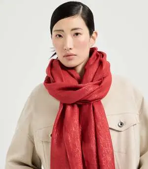Brunello Cucinelli Cashmere-silk-blend Scarf - Red
