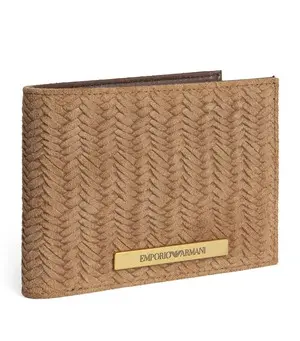 Emporio Armani Suede Embossed Bifold Wallet - Brown