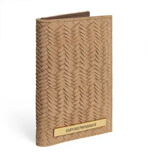 Emporio Armani Leather Embossed Card Holder - Brown