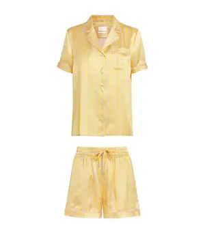 Harrods Silk Stripe Short Pyjama Set - Yellow