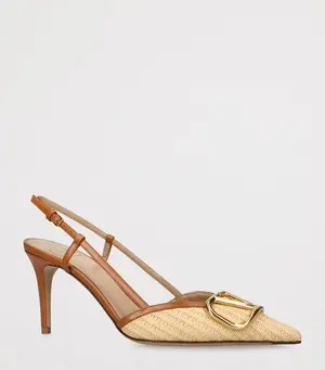 Valentino Garavani Raffia Vlogo Slingback Pumps