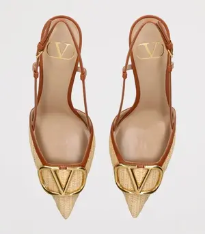 Valentino Garavani Raffia Vlogo Slingback Pumps