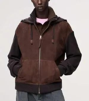 Loewe Suede-wool Zip-up Hoodie