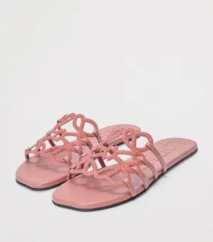 Loewe Leather Anagram Petal Slides - Pink