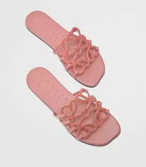 Loewe Leather Anagram Petal Slides - Pink
