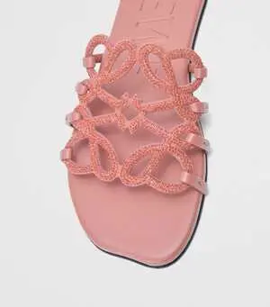 Loewe Leather Anagram Petal Slides - Pink