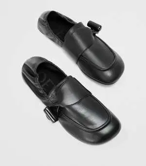 Loewe Leather Toggle Loafers - Black