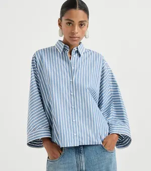 Brunello Cucinelli Striped Cotton Shirt - Blue
