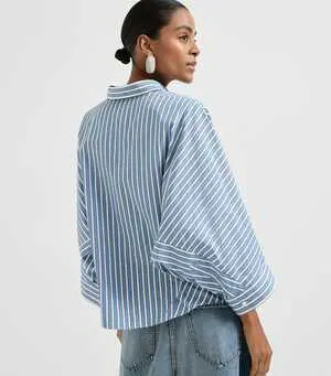 Brunello Cucinelli Striped Cotton Shirt - Blue