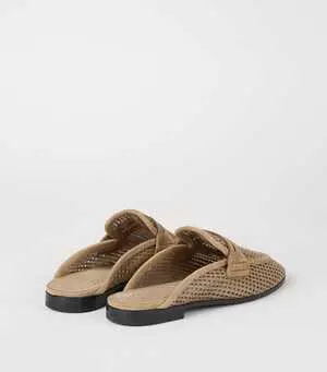 Brunello Cucinelli Leather Perforated Slippers - Brown