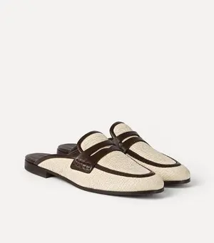 Brunello Cucinelli Techno Raffia Mules - Beige