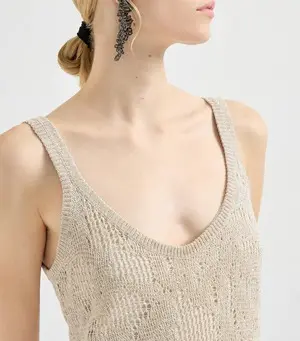 Brunello Cucinelli Linen-cotton Midi Dress - Beige
