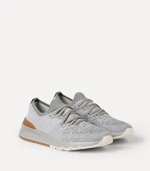 Brunello Cucinelli Cotton-blend Chiné-knit Sneakers