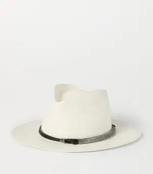 Brunello Cucinelli Straw Fedora Hat