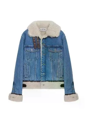 Loewe Shearling-trimmed Denim Trucker Jacket
