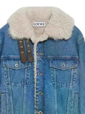 Loewe Shearling-trimmed Denim Trucker Jacket