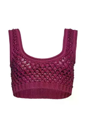 DIOTIMA Beaded Crocheted Top - Purple