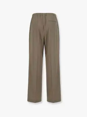 TONYWACK Wool Blend Wide Leg Trousers - Brown